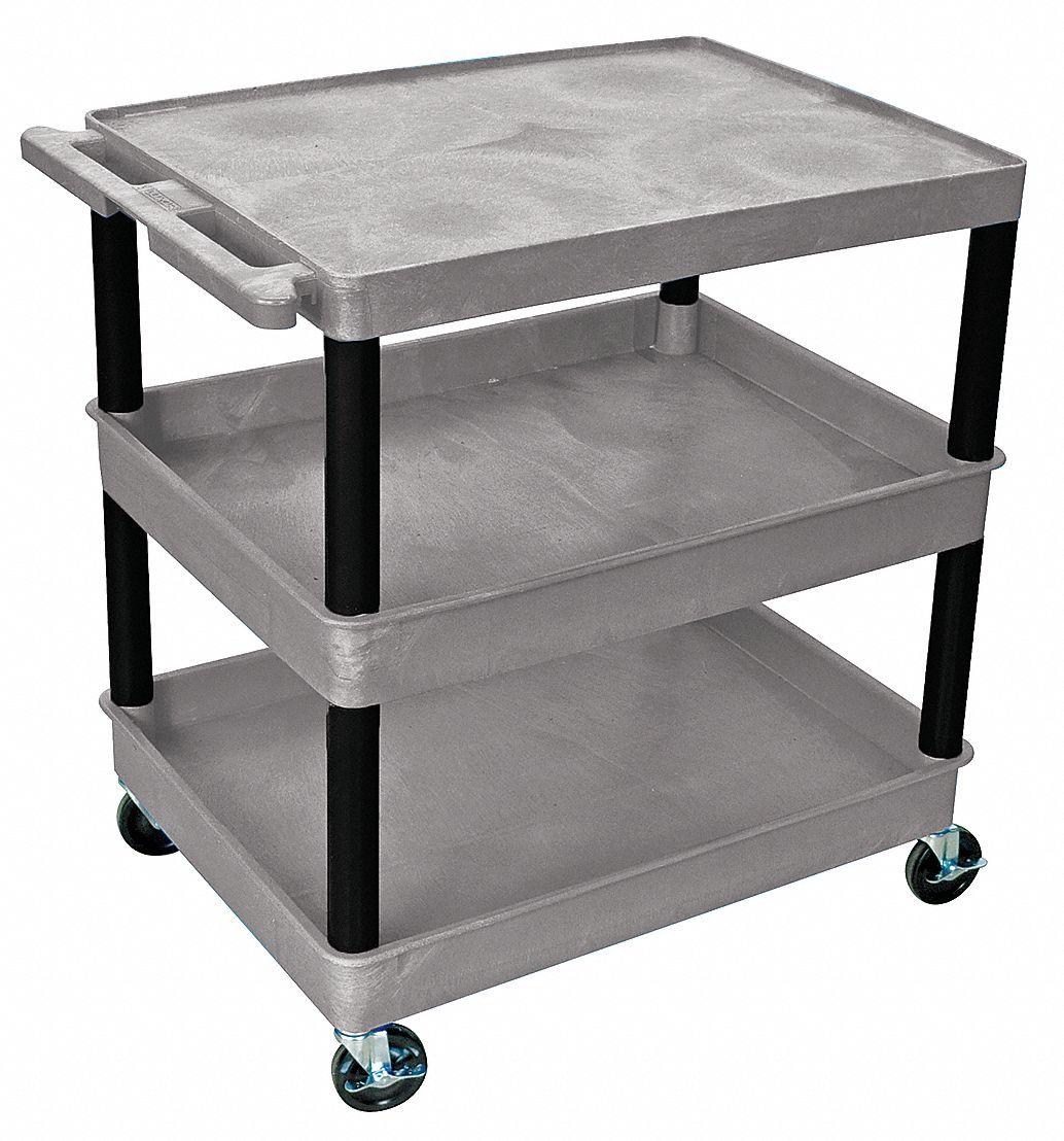 Flat Handle Utility Cart, 300 lb Load Capacity, Number of Shelves 2, 32 ...