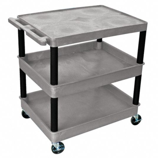 Flat Handle Utility Cart, 300 lb Load Capacity, Number of Shelves 2, 32 ...