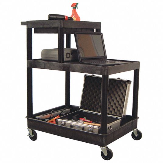 Utility Cart, 300 lb Load Capacity, Number of Shelves 3, 32 in x 24 in ...