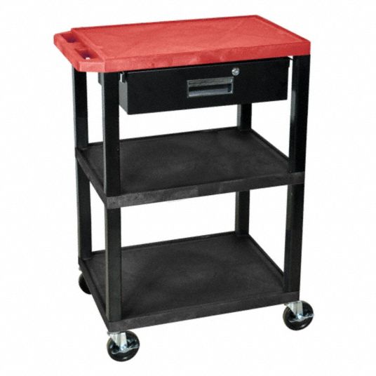 Flat Handle Utility Cart, 300 lb Load Capacity, Number of Shelves 3, 24 ...