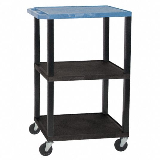 300 lb Load Capacity, 24 in x 18 in, Utility Cart with Lipped Plastic ...