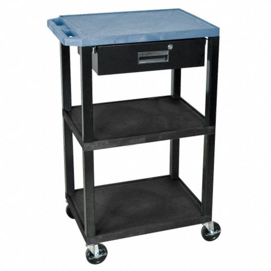 300 lb Load Capacity, 24 in x 18 in, Utility Cart with Lipped Plastic ...