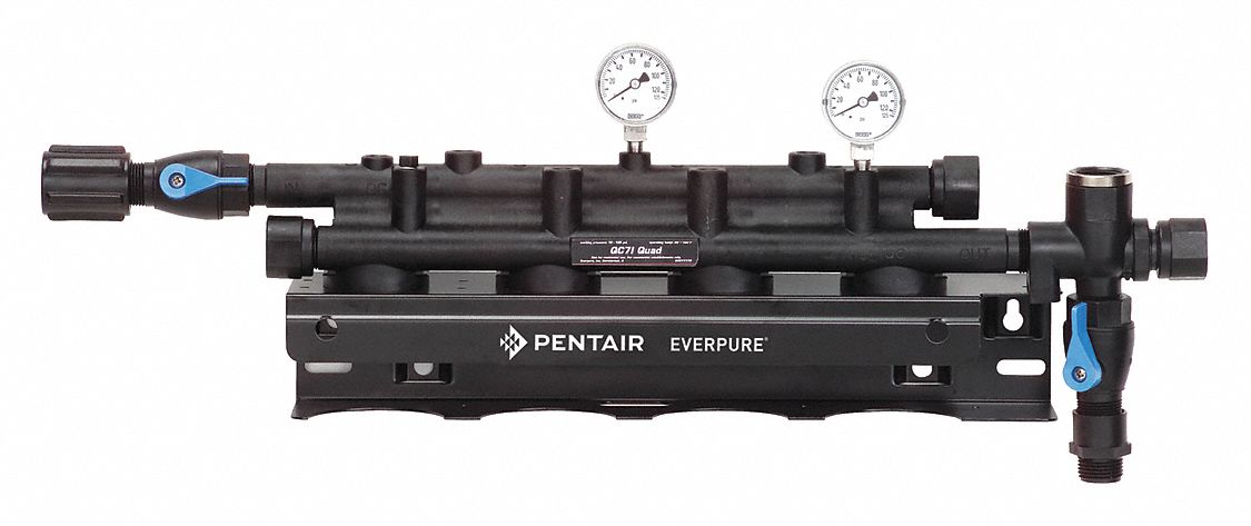 PENTAIR/EVERPURE, 3/4 in, FNPT, Quad Filter Head Assembly - 5WFJ2 ...