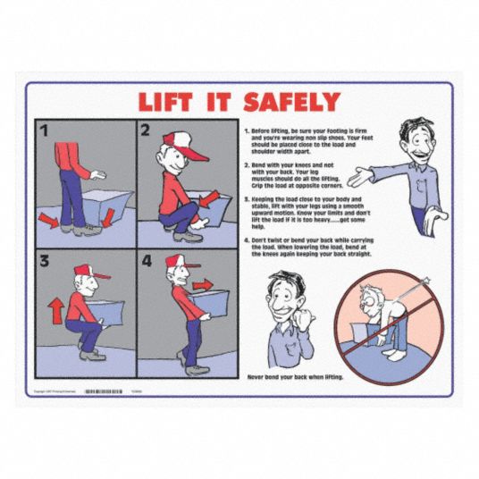 BRADY Lifting Poster, Safety Banner Legend Lift It Safely (Etc.), 18 in ...