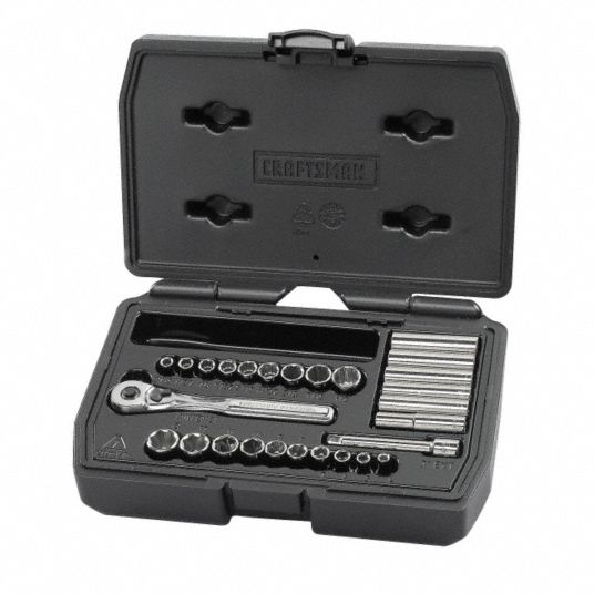 Socket Set, Square, Drive Size 1/4 in - Grainger
