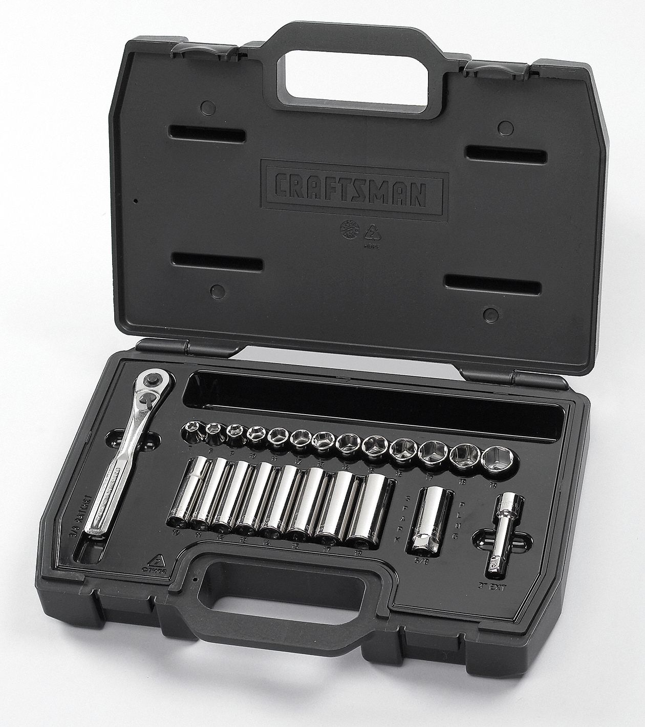 CRAFTSMAN INDUSTRIAL Socket Set, Square, Drive Size 3/8 in - 5WHY1|9 ...