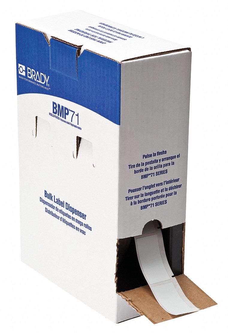 BRADY Rollo de Etiquetas Precortadas, Vinilo, Adhesivo Permanente ...