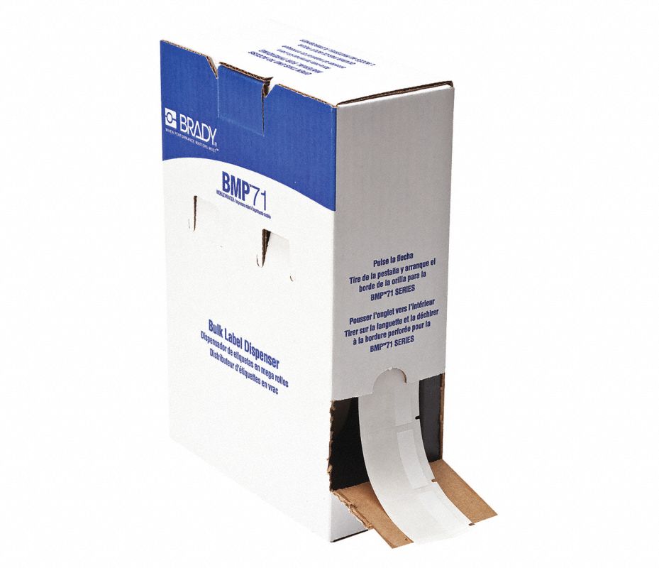BRADY Rollo de Etiquetas Precortadas, Vinilo, Adhesivo Permanente ...