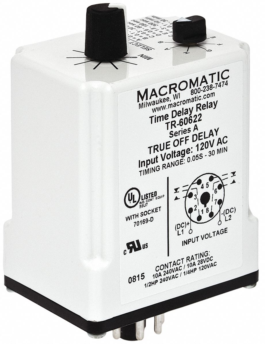 MACROMATIC Single Function Time Delay Relay: 8 Pins - Relay ...
