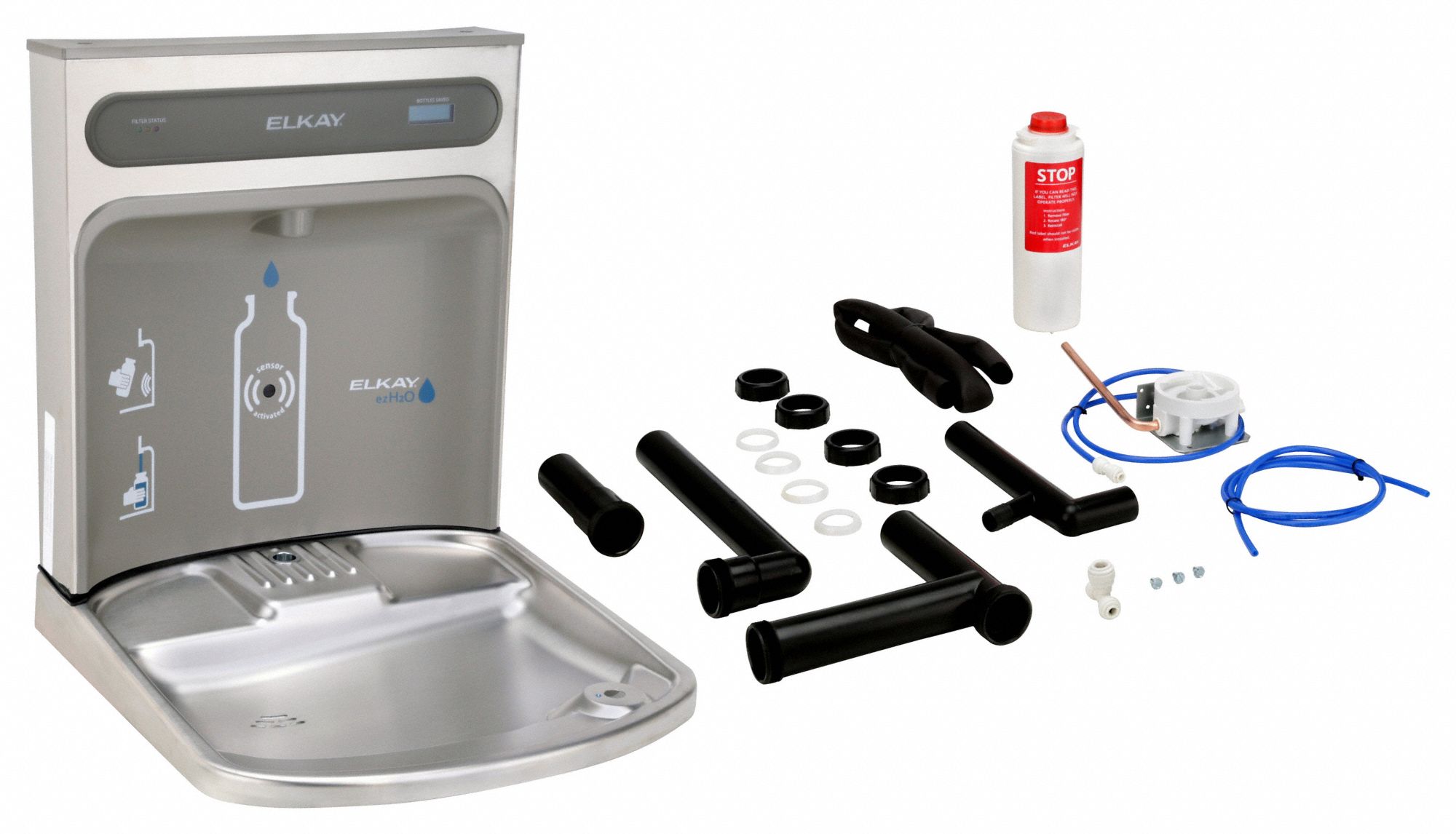 ELKAY Bottle Filler Retrofit Kit: Sensor, 18 7/8 in Ht, 17 7/8 in Wd, Filter Status Indicator ...