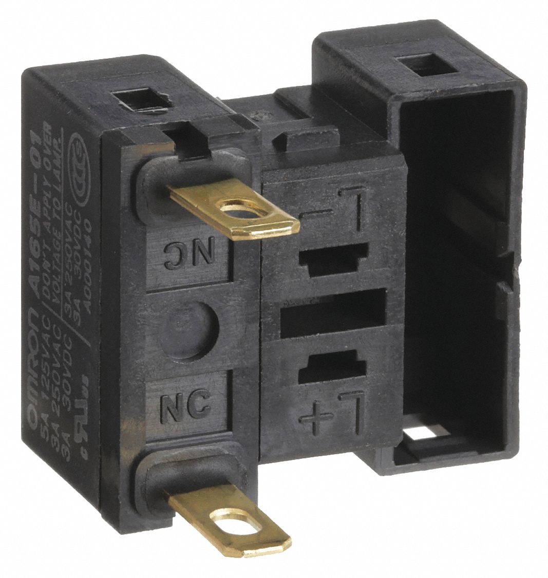 OMRON, 16 mm Panel Mounting Size, 1NC, Contact Block - 5WRC9|A165E-01 ...