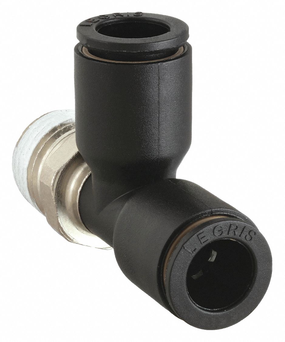 LEGRIS, 5/32 in OD x 5/32 in OD x 1/4 in Pipe Size, Tube x Tube x MNPT, Push-Fit Tee Fitting ...