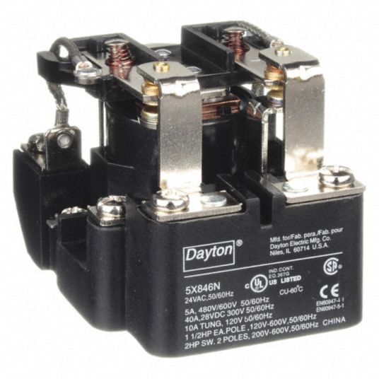 DAYTON, Surface Mounted, 24V AC, Open Power Relay - 5X846|5X846 - Grainger