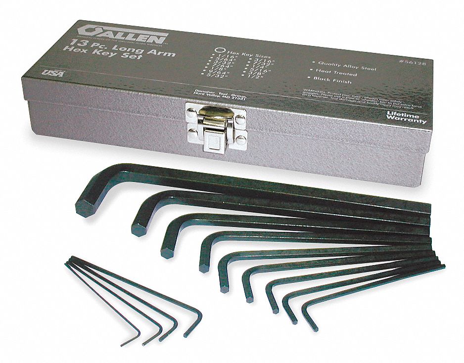 Long L-Shaped Hex Key Set, Number of Pieces: 13 - Grainger