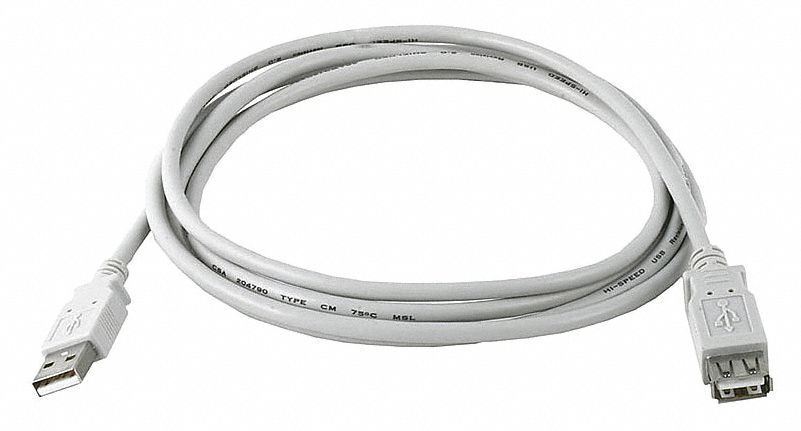 15 ft USB 2.0 Extension Cable, USB A Male to A Female, Beige - Grainger