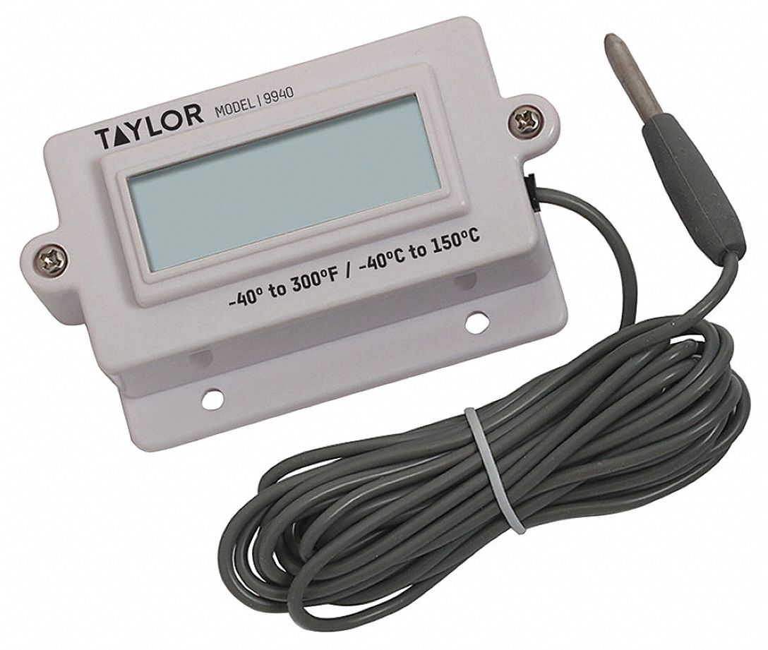 TAYLOR, -40°F to 300°F /-40°C to 150°C, 10 ft Probe Lg, Digital Panel ...
