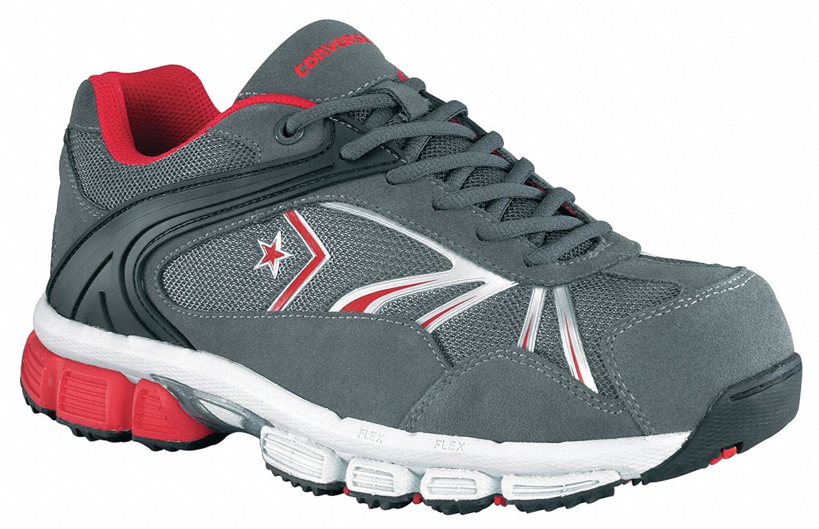 Athletic Shoe, 10, W, Men's, Gray/Red, Composite Toe Type, 1 PR - Grainger