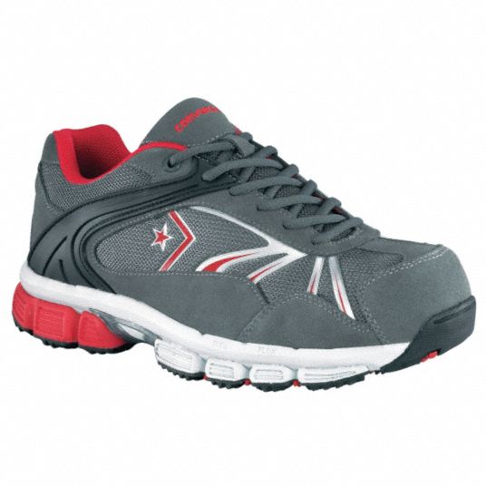 Athletic Shoe, 10, W, Men's, Gray/Red, Composite Toe Type, 1 PR - Grainger