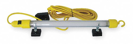 Fluorescent Hand Lamp, 15 Lamp Watts, 25 ft Cord Length, Yellow - Grainger