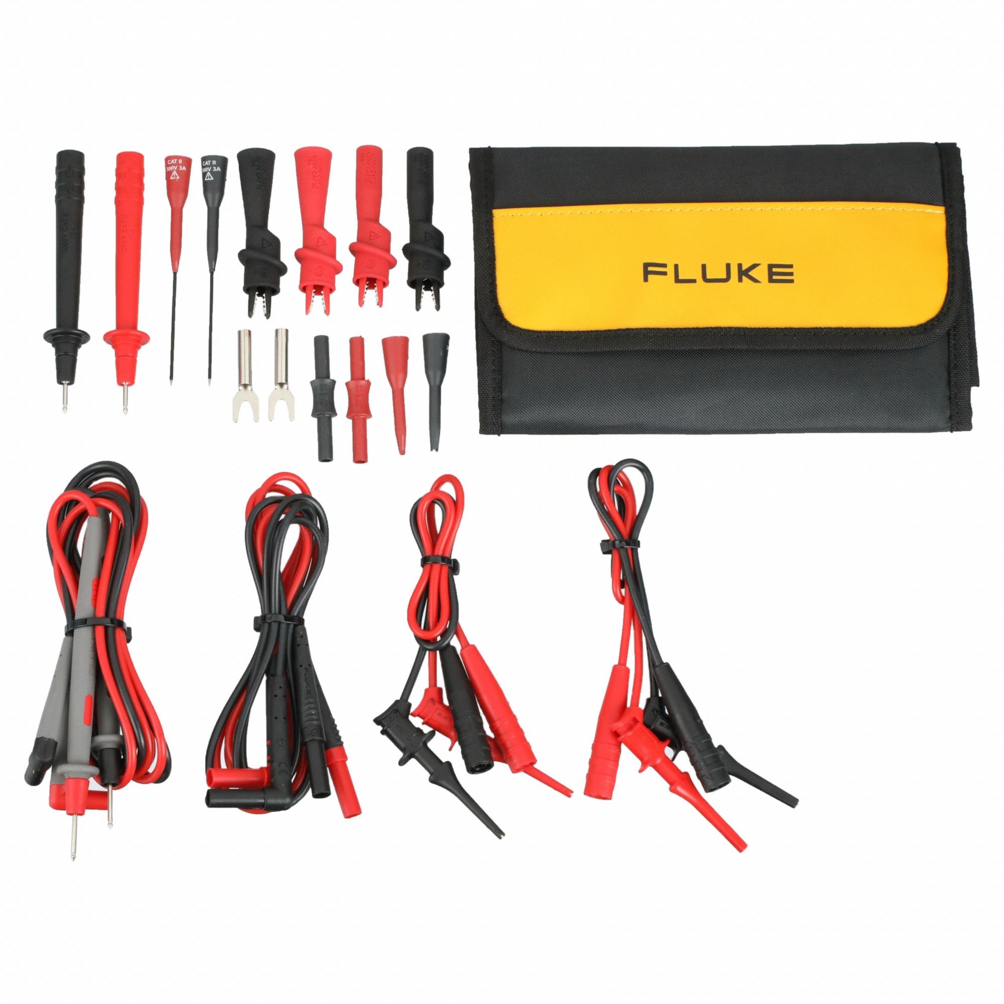 FLUKE, CAT III 300V, Alligator Clip/Probe, Test Lead Kit - 5XV77|TL81A ...