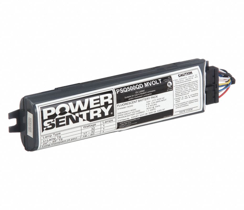 POWER SENTRY Paq.d/Baterías Lin.Fluores.,9-1/4L plg - 5YA44 | PSQ500QD ...