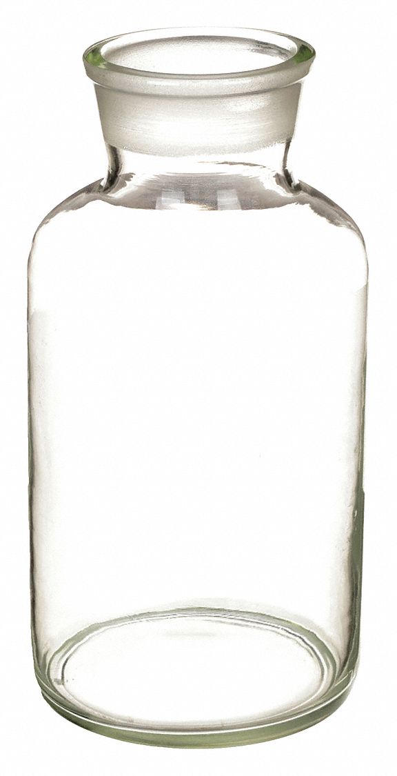 Wide Mouth Round Bottle, Reagent, Glass, 2500mL, Clear, 1 EA - Grainger