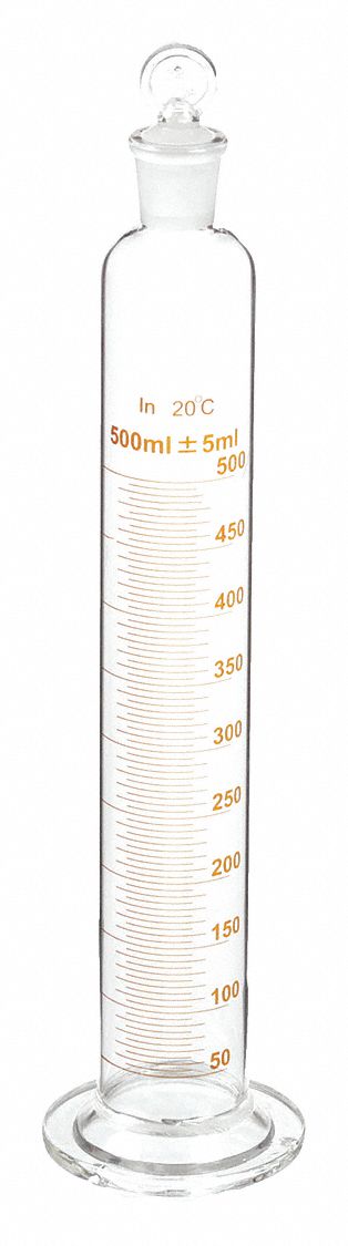 25 to 500mL Glass Graduated Cylinder, Clear, Height: 360 mm / 14.2 in ...