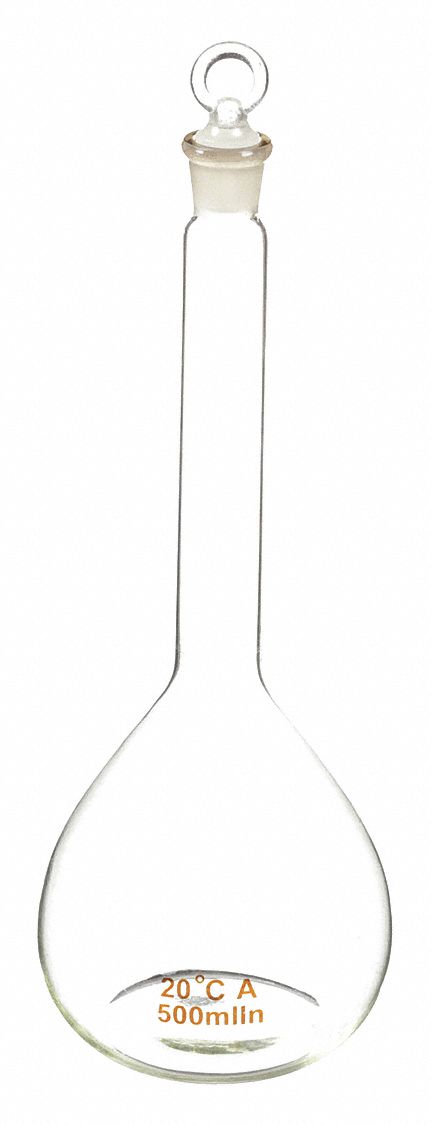 Glass, 500 mL Capacity - mL, Volumetric Flask - 5YJA0|5YJA0 - Grainger