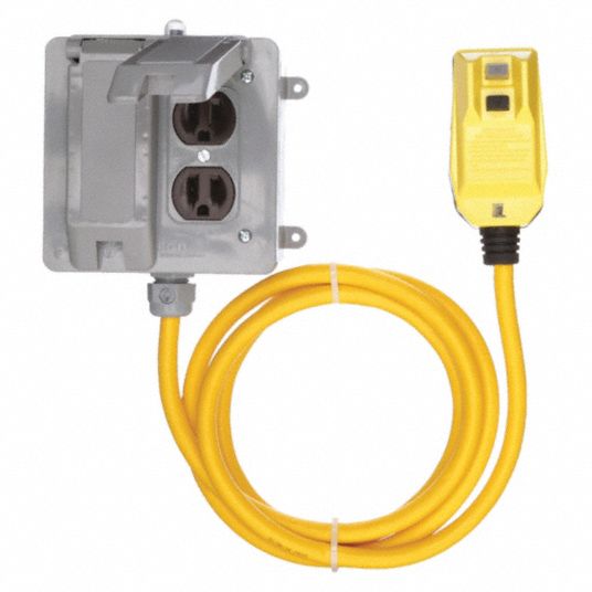 Plug-In GFCI with Cord, 6.0 ft, Yellow, 15.0, Plug Configuration NEMA 5 ...