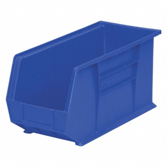 AKRO-MILS Hang and Stack Bin: 8 1/4 in x 18 in x 9 in, Blue, Label ...