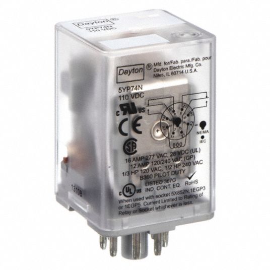 DAYTON, Socket Mounted, 10 A Current Rating, General Purpose Relay ...