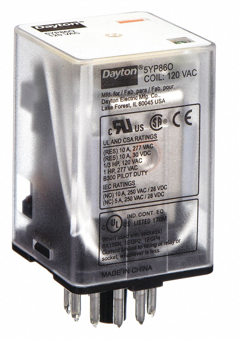DAYTON, Socket Mounted, 10 A Current Rating, General Purpose Relay ...