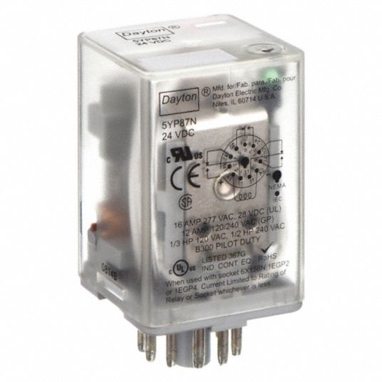 DAYTON, Socket Mounted, 10 A Current Rating, General Purpose Relay ...