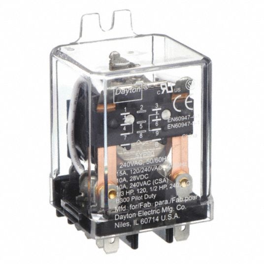 DAYTON, Surface (Side Flange) Mounted, 240V AC, Flange Mount Relay - 5YP90|5YP90 - Grainger