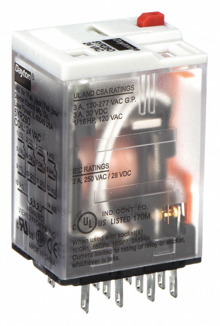 General Purpose Relay, 24V AC Coil Volts, 3A @ 240V AC Contact Rating ...