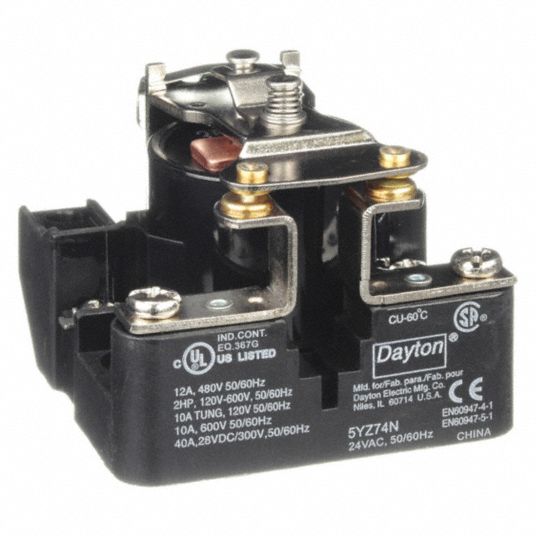 DAYTON, Surface Mounted, 24V AC, Open Power Relay - 5YZ74|5YZ74 - Grainger