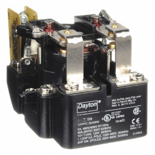 DAYTON, Surface Mounted, 120V AC, Open Power Relay - 5YZ75|5YZ75 - Grainger
