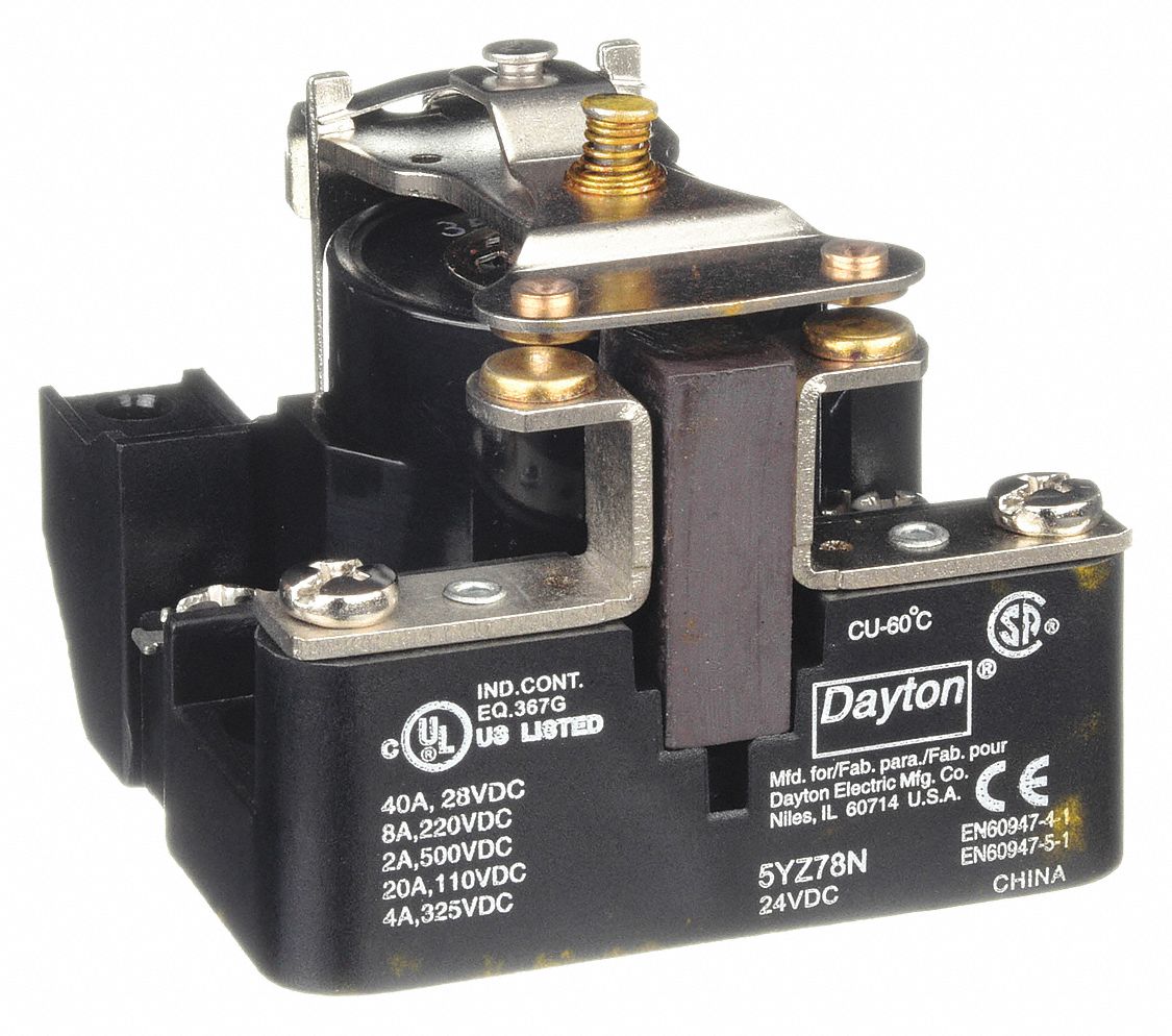 DAYTON, Surface Mounted, 24V DC, Open Power Relay - 5YZ78|5YZ78 - Grainger