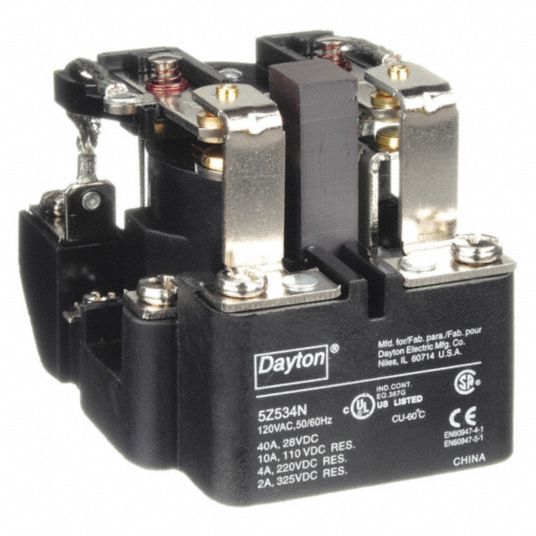 DAYTON, Surface Mounted, 120V AC, Open Power Relay - 5Z534|5Z534 - Grainger