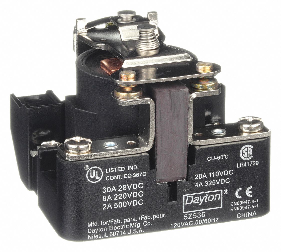 DAYTON, Surface Mounted, 120V AC, Open Power Relay - 5Z536|5Z536 - Grainger DAYTON, Surface Mounted, 120V AC, Open Power Relay - 5Z536|5Z536 - Grainger