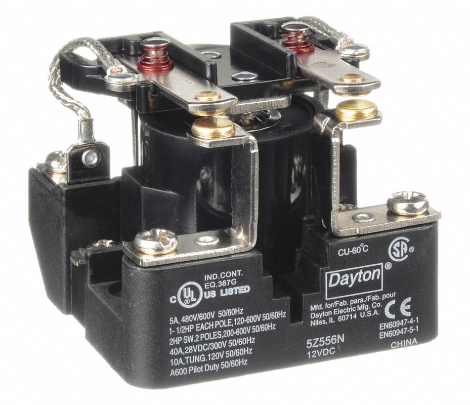 DAYTON Relevador de Energía Abierta 12VCD, Terminales 6, Montaje ...
