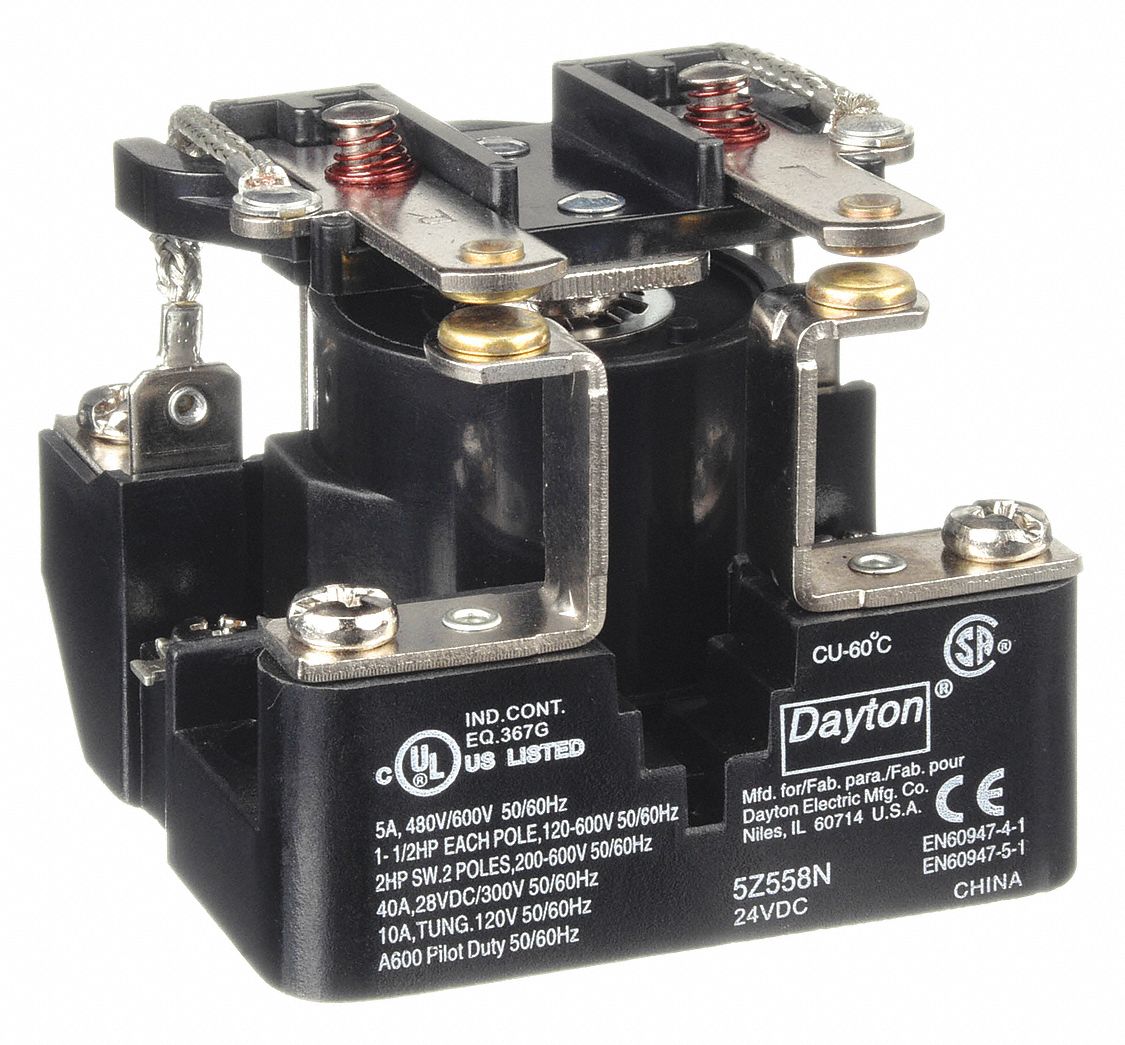 DAYTON, Surface Mounted, 24V DC, Open Power Relay - 5Z558|5Z558 - Grainger