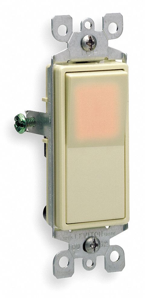 Illuminated Wall Switch, 1-Pole, Maintained, Rocker - Grainger