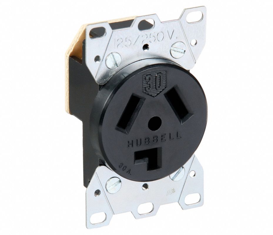 HUBBELL Receptáculo Montado al Ras,125/250VCA,30 Amperes,Configuración NEMA 10-30R - 5Z841 ...