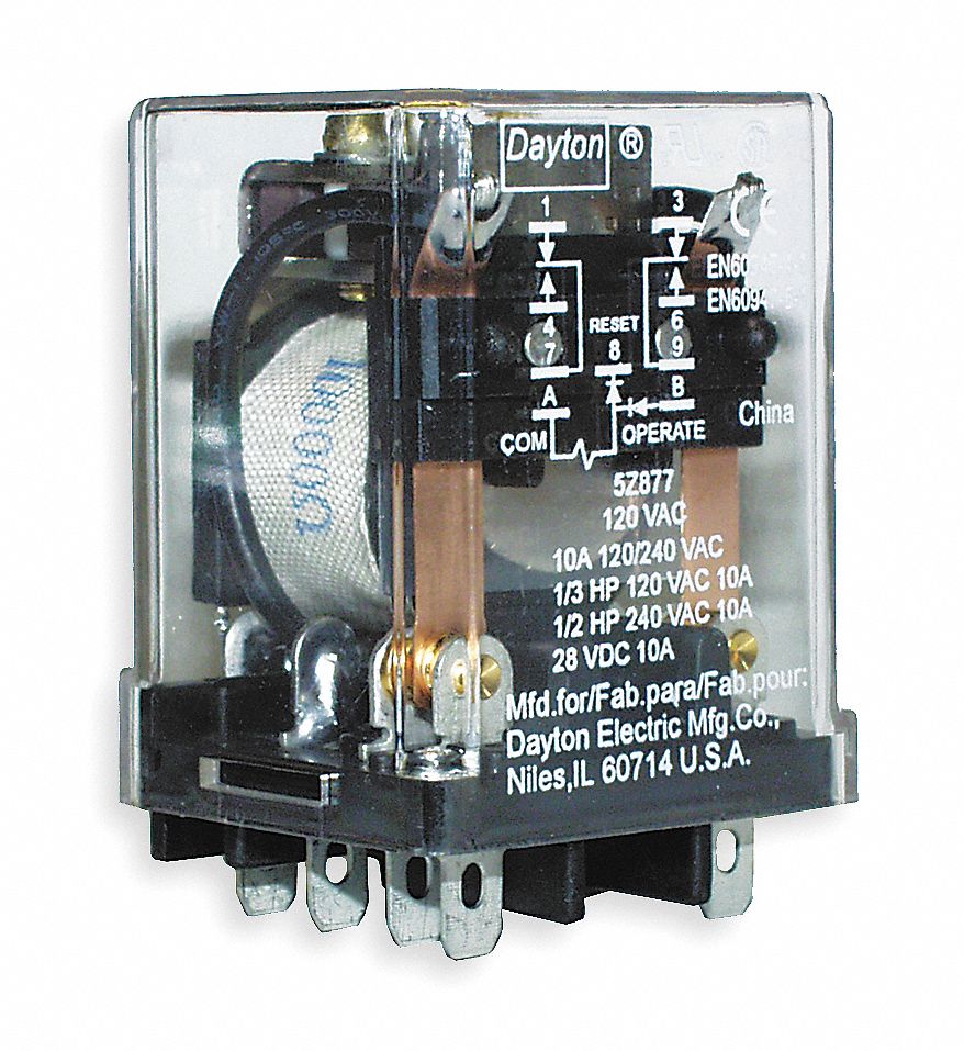 120V AC Coil Volts, Number of Pins - Relay 9 - Grainger