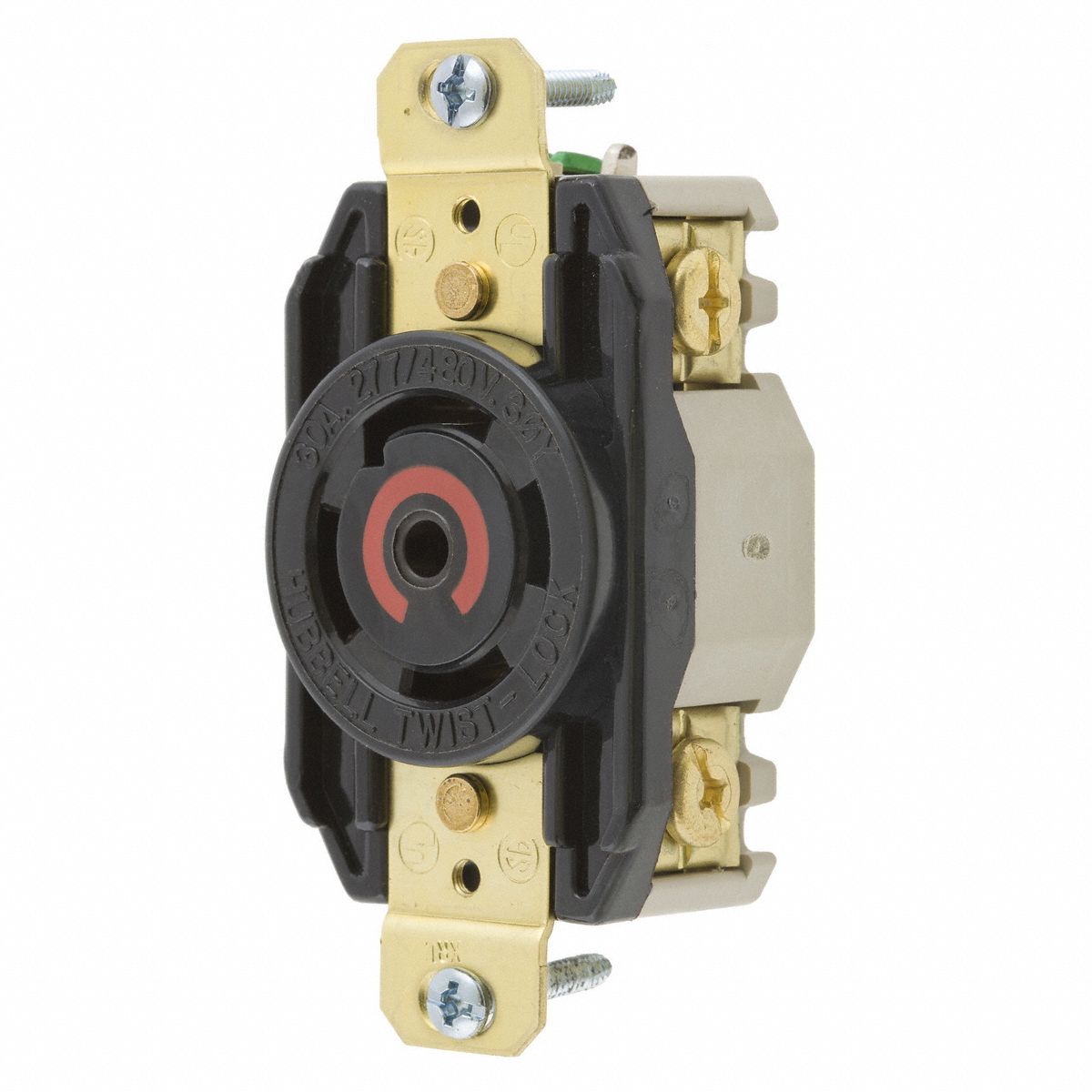 HUBBELL WIRING DEVICE-KELLEMS Locking Receptacle: 30, L22-30R, 4 Poles ...