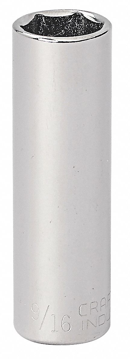 Socket, 3/8 in Drive Size, Alloy Steel, Chrome Finish - Grainger