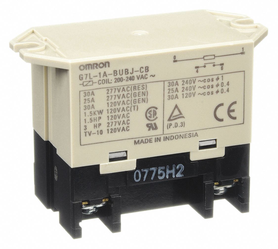 OMRON, Surface (Top Flange) Mounted, 30 A Current Rating, Enclosed Power Relay - 5ZH36|G7L-1A ...