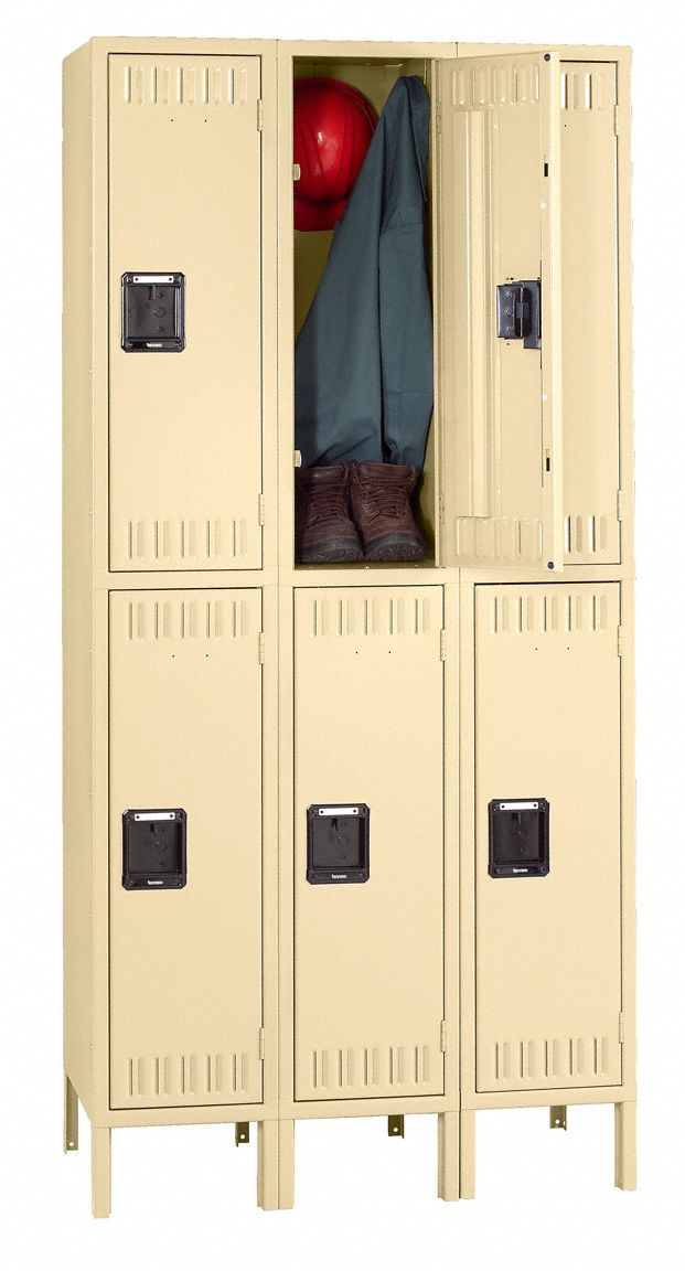 TENNSCO Wardrobe Locker: 45 in x 18 in x 78 in, Louvered, 2 Tiers, 3 ...