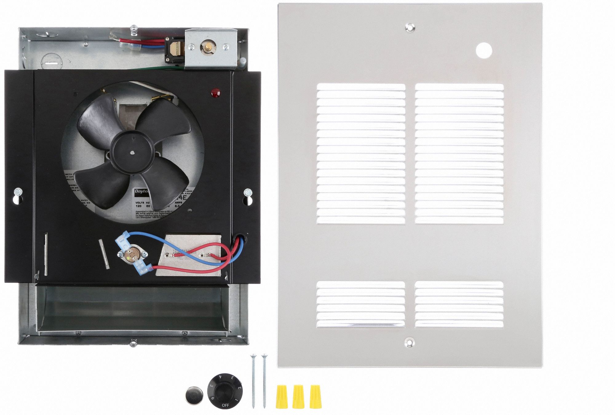 DAYTON Recessed Electric Wall-Mount Heater, 1,000W, 120V AC, 1-phase ...